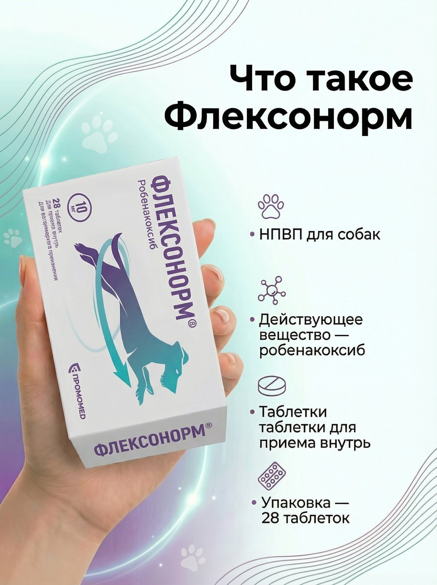 Таблетки Промомед "Флексонорм", для собак, противовоспалительные, 10мг, 28 шт — фото 1