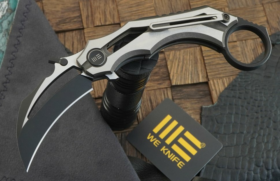 Складной нож-керамбит We Knife Cryonix, сталь M390, BW/S, рукоять титан бронза/сатин