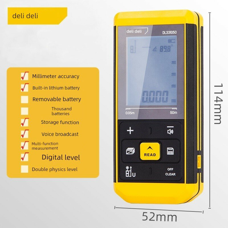 DL331050 Литий-ионный лазерный измеритель расстояния — электронный метр 50м с батареей