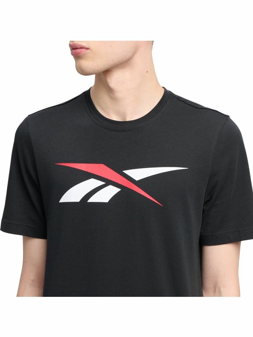Футболка спортивная Reebok Gs Vector Tee, размер S INT, черный, белый, красный — фото 1