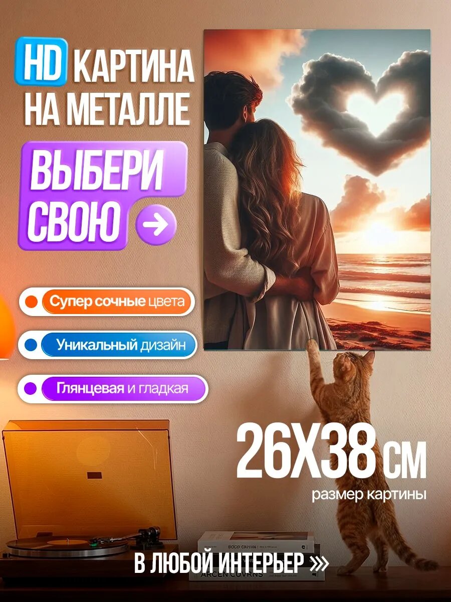 Картина на HD металле Пара на закате