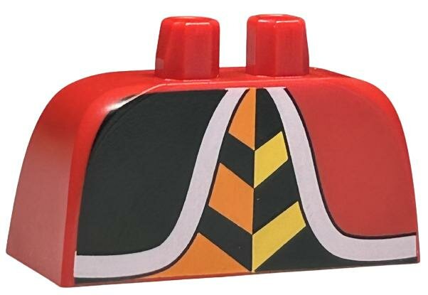 Деталь Lego 24068pb03 Lower Body, Skirt Wide with Side Hoops (Panniers) with Orange, Yellow and Black Stripes and White Dress Trim Pattern