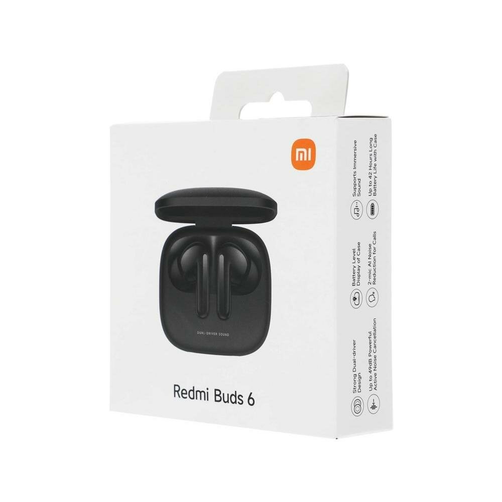 Гарнитура внутриканальные Xiaomi Redmi Buds 6 черный беспроводные bluetooth в ушной раковине (BHR9251GL)