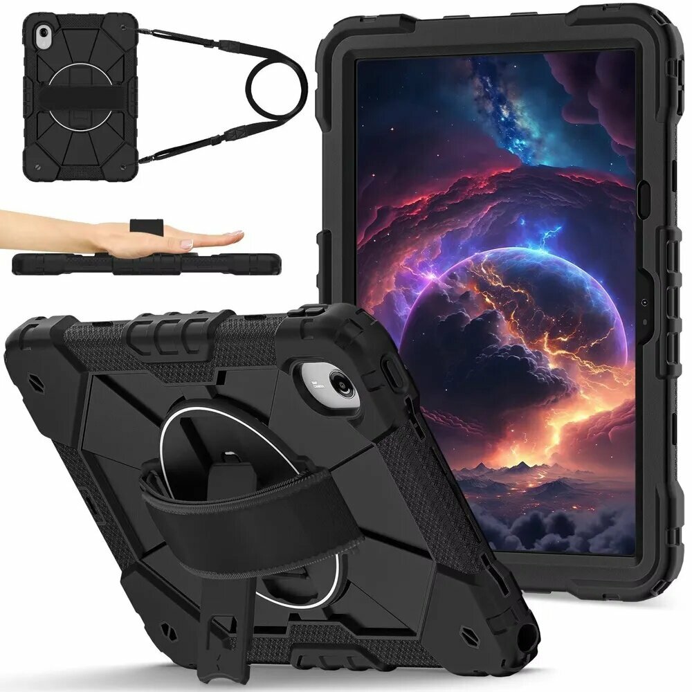 Чехол для Lenovo idea Tab 11 2025 / Xiaoxin Pad 2025 11.0" Вращающаяся на 360 градусов подставка, ударопрочный, с ремешок для запястья и плечевой ремень