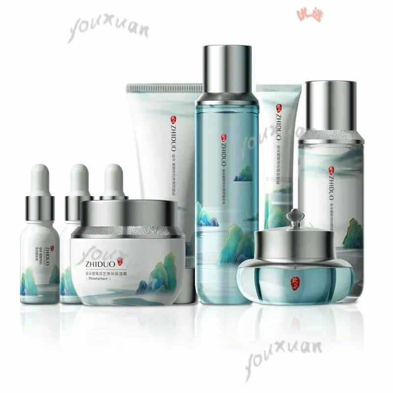 Подарочный набор уходовой косметики для лица ингредиенты Южная Корея 8 средств: пенка для умывания и тоник для лица/сыворотка, лосьон, крем для кожи вокруг глаз, бьютибокс