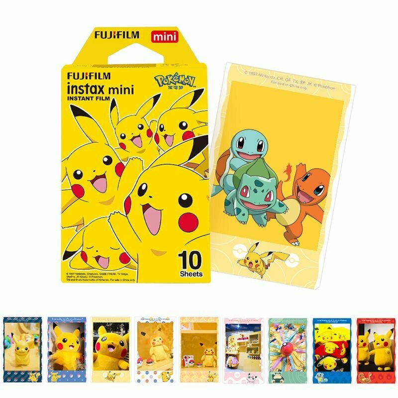 Картридж для фото Fujifilm Instax Mini Pokemon Pikachu, Подходит для Mini 12 11 8 9 SE EVO для моментальных фотоаппаратов для мини-камер для серии Mini