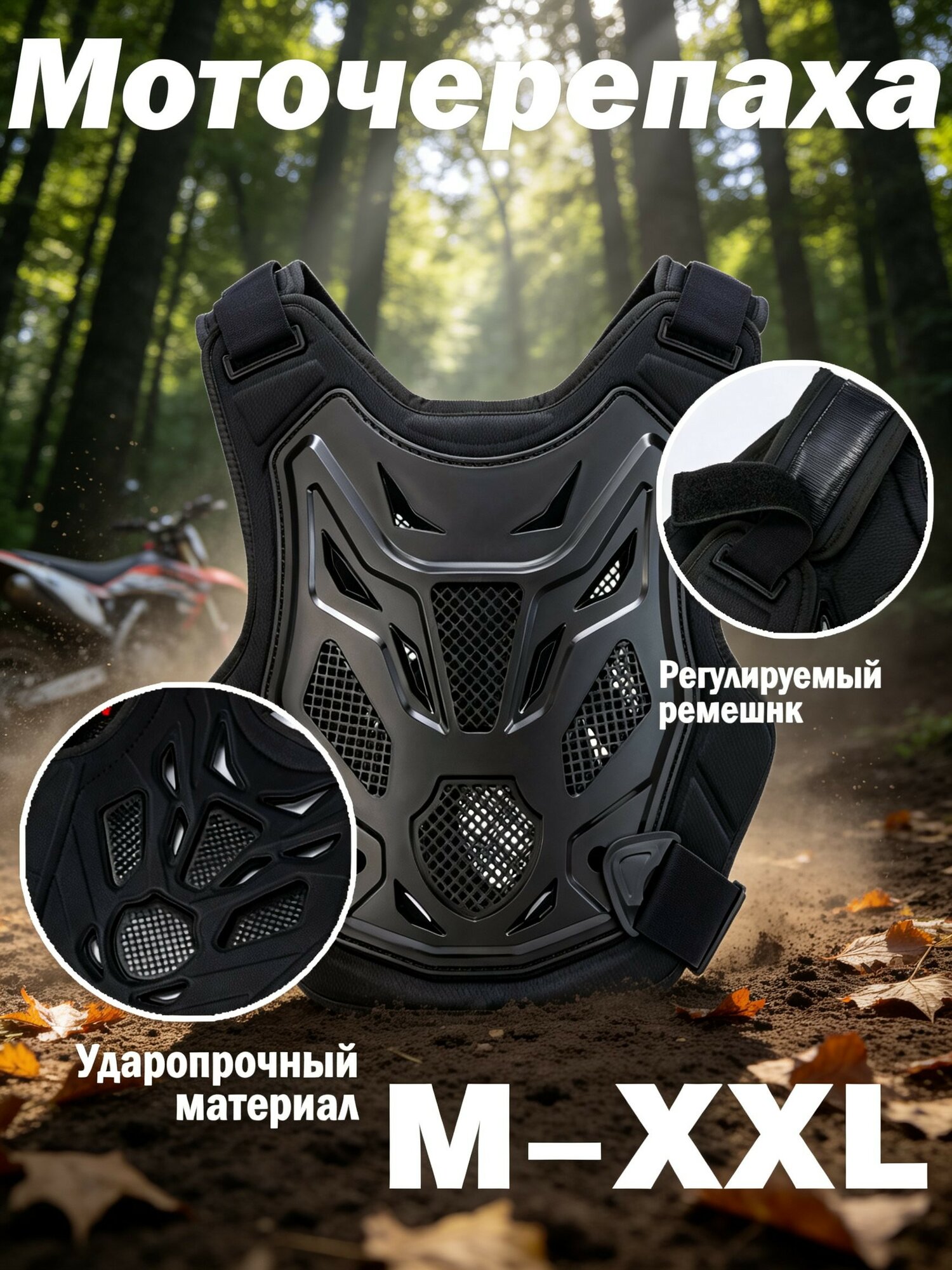 Защитная черепаха для мотокросса и эндуро, мотоэкипировка из ABS пластика с регулируемыми плечевыми и поясными лямками для защиты груди и спины
