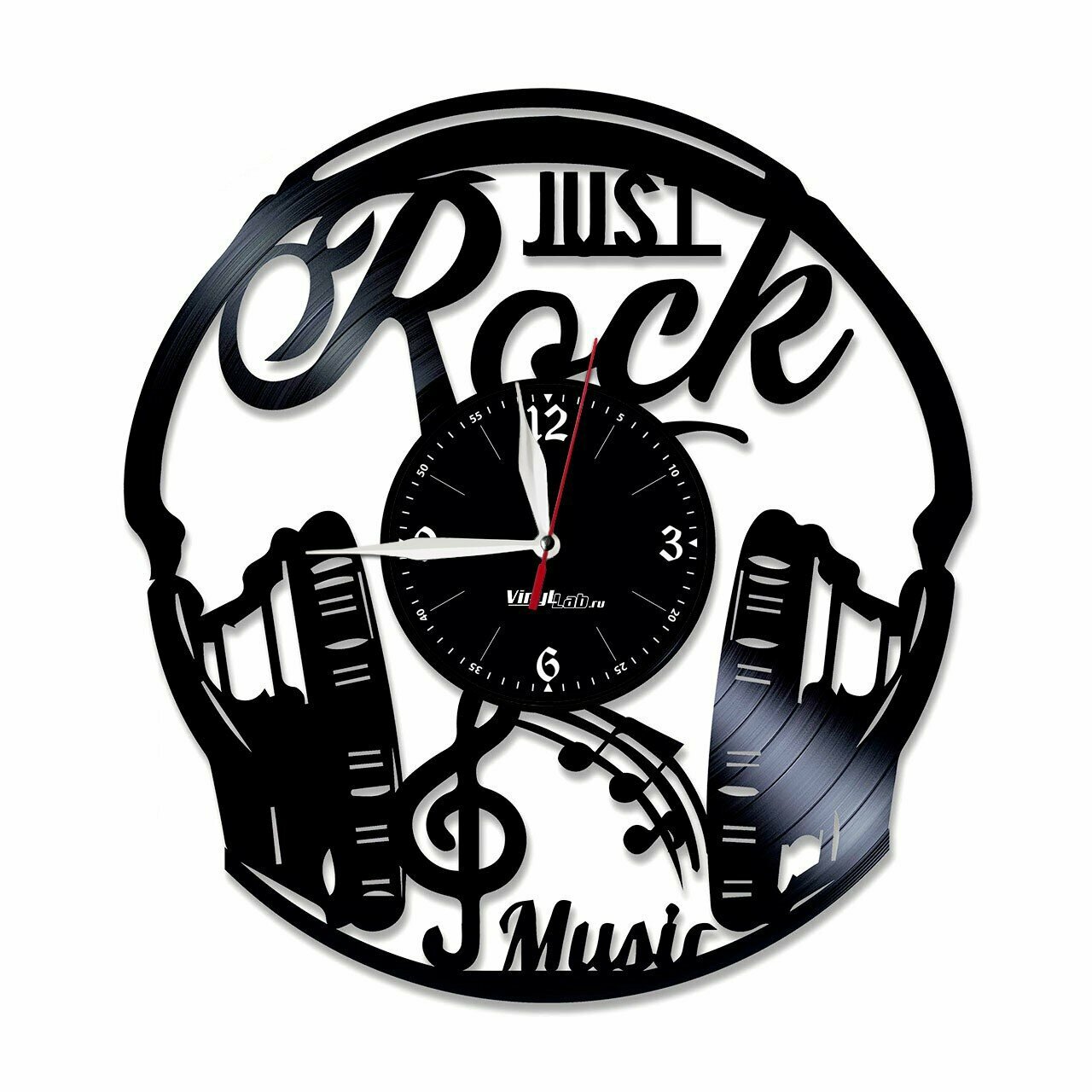 Часы из виниловой пластинки (c) VinylLab Rock, диаметр 30 см