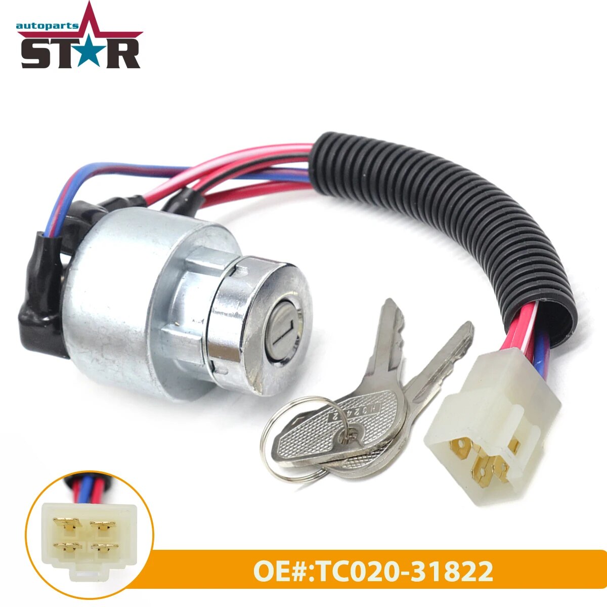Ремонт трактора Kubota L2501 L2600 L2800 L3000 L3200 L4300 L4400 MX4700 MX5000 MX5100 Замок и ключи зажигания TC020-31822