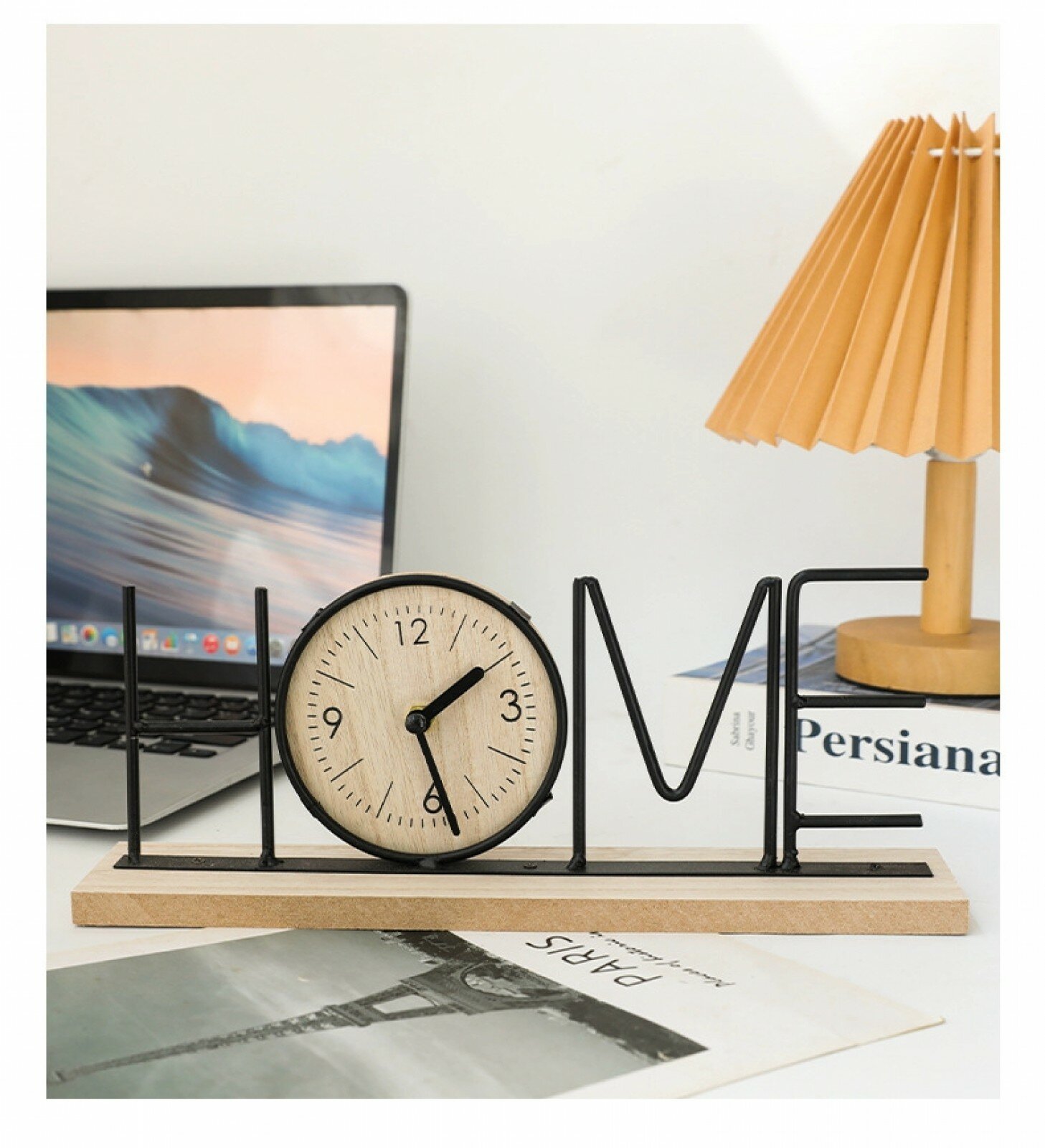 Настольные часы MyPads R476597 из кованного железа с надписью HOME в скандинавском стиле