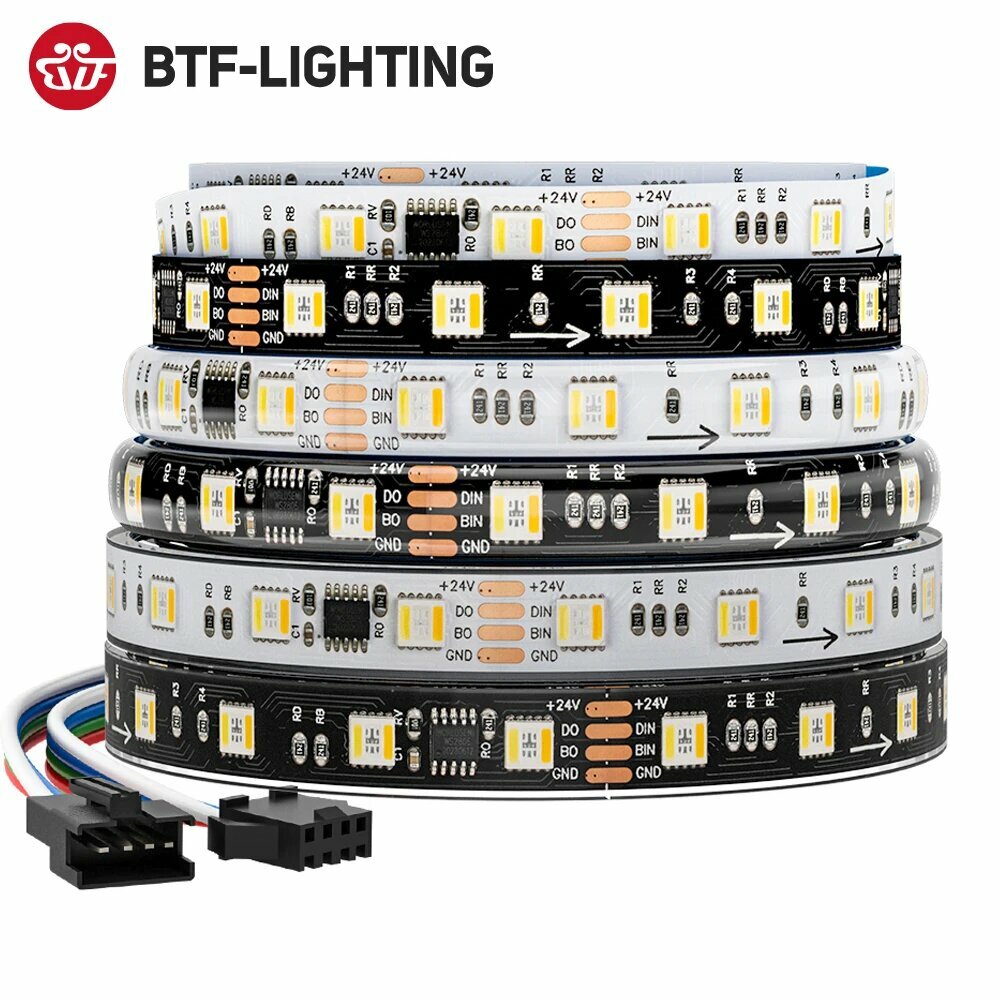 BTF-LIGHTING Светодиодная лента WS2805 RGBCCT DC24V Black PCB, 3m 60 IP67