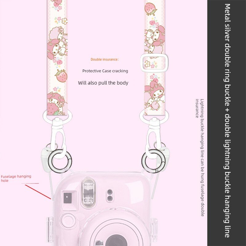 Ремень-фигурка для камеры Hello Kitty Melody с овечкой для Polaroid Mini — Розовый с двойным кольцом и крабовым замком