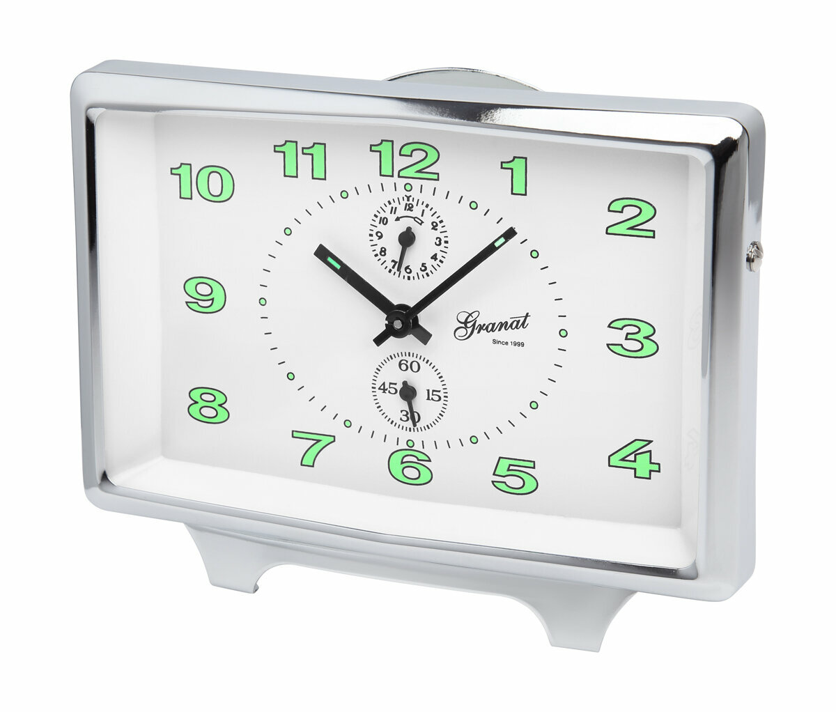 Будильник механический громкий гранат М 216-1 прямоугольный цвет серебро, размер 15х11 см