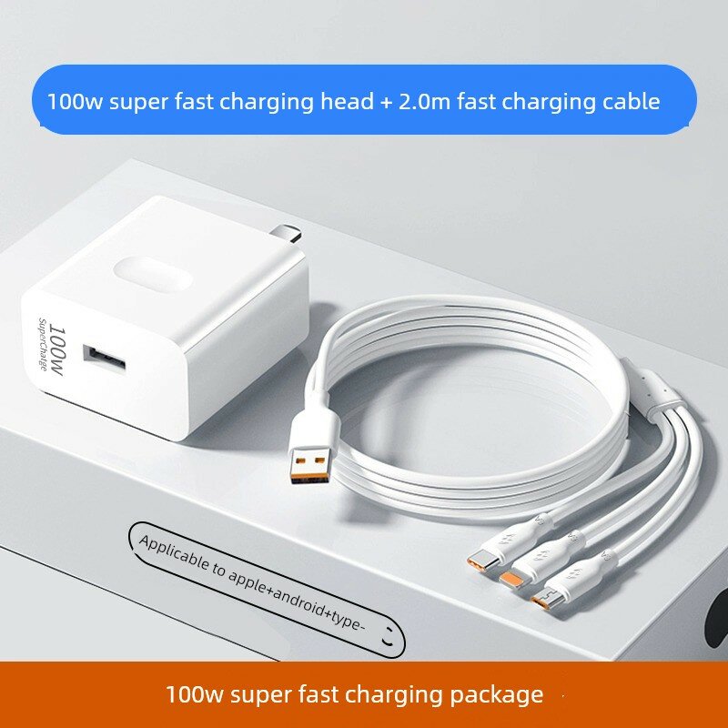 100W быстрая зарядка 2.0м тройной разъем USB-C кабель с одиночным USB-A зарядным устройством