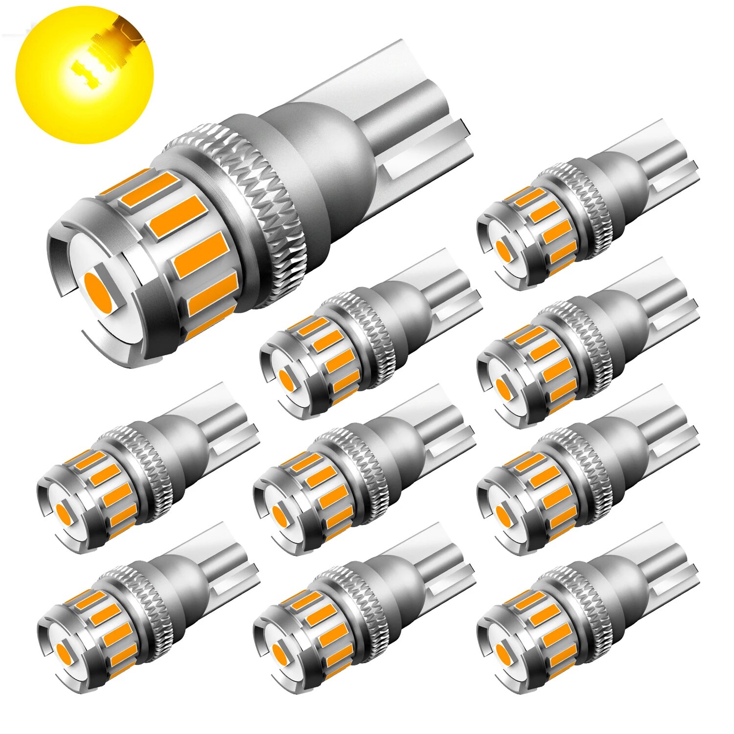 10x T10 Янтарные светодиодные лампы AUXITO W5W