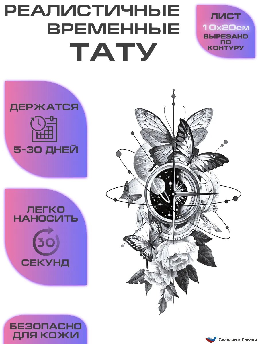 Переводные татуировки, временное тату, наклейка бабочки