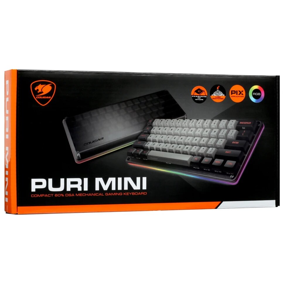 Клавиатура проводная Cougar Puri mini, Gateron Red, механическая, черный