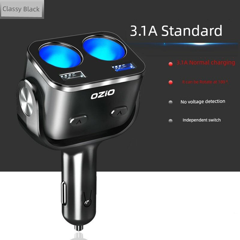 Стандартное автомобильное зарядное устройство 3.1А, два USB-порта, адаптер питания для прикуривателя автомобиля