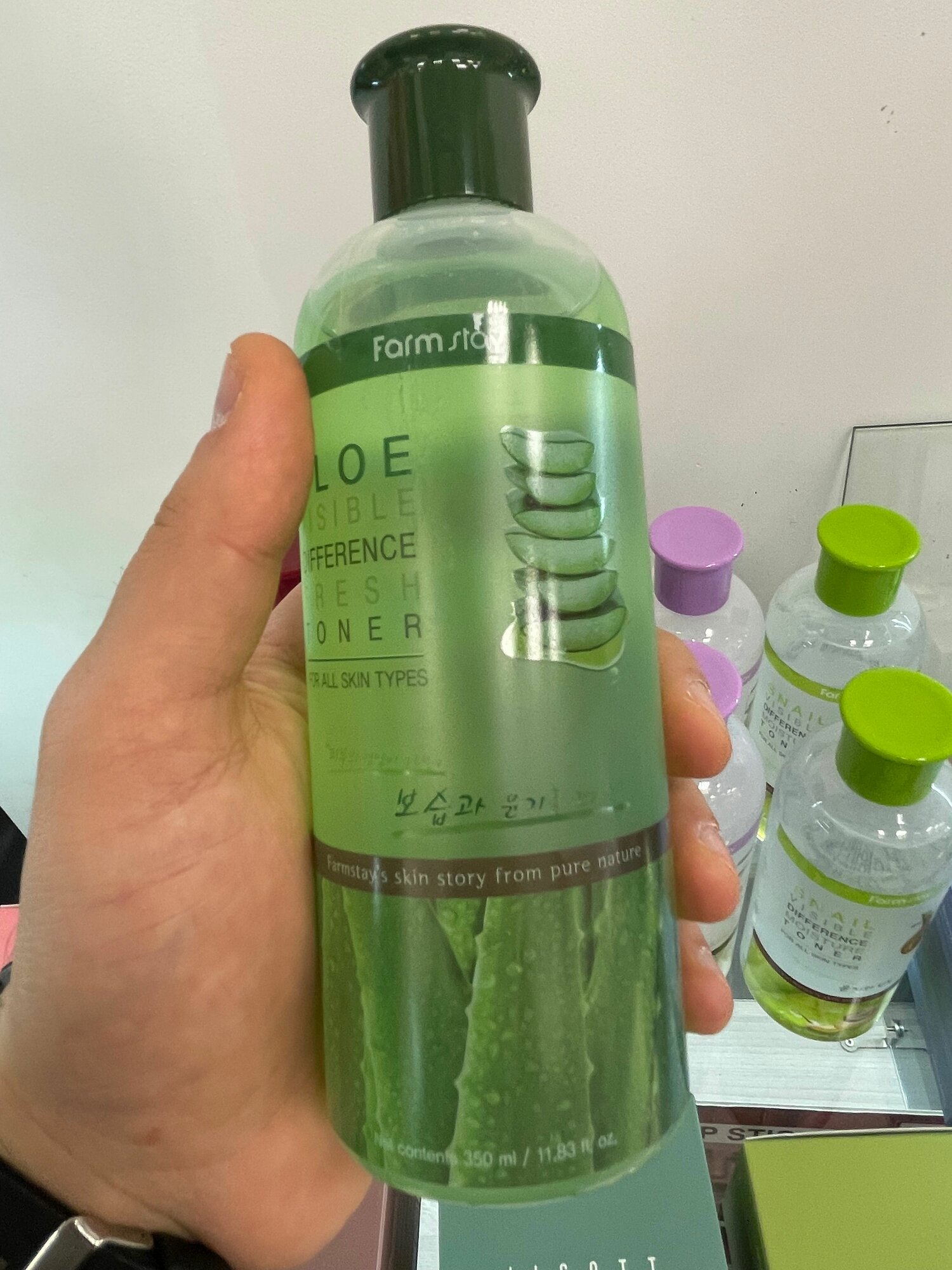 FarmStay Aloe Visible Difference Fresh Toner корейское освежающий тонер для ухода за кожей лица, шеи и зоны декольте 350 мл