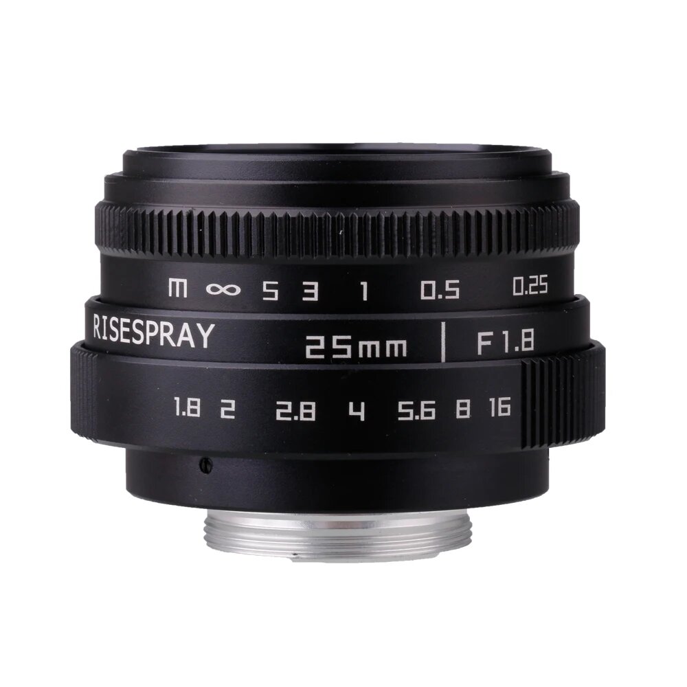 RISESPRAY Объектив 25 мм f/1,8 APS-C Черный, Электронная карта, balck