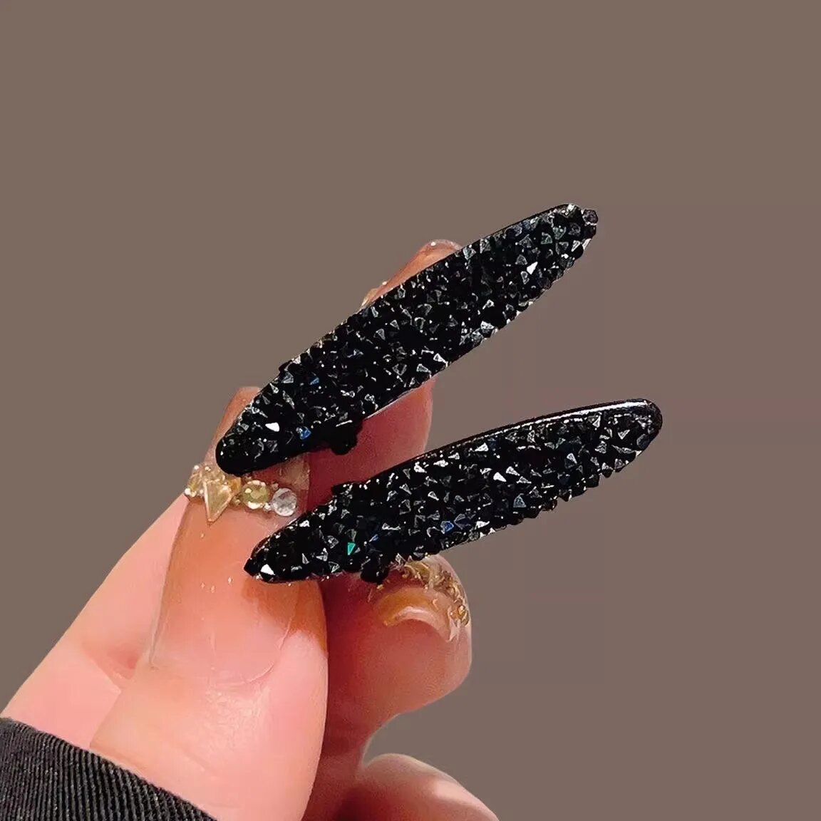 Миниатюрные заколки для волос со стразами 2 шт. Черный, style1-2pcs