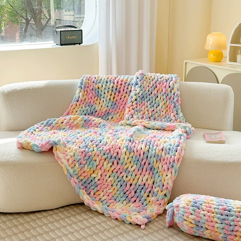 Плюшевый плед в стиле Marshmallow, утолщенный зимний плед, накидка на ножки дивана, декор для офиса, теплый плед