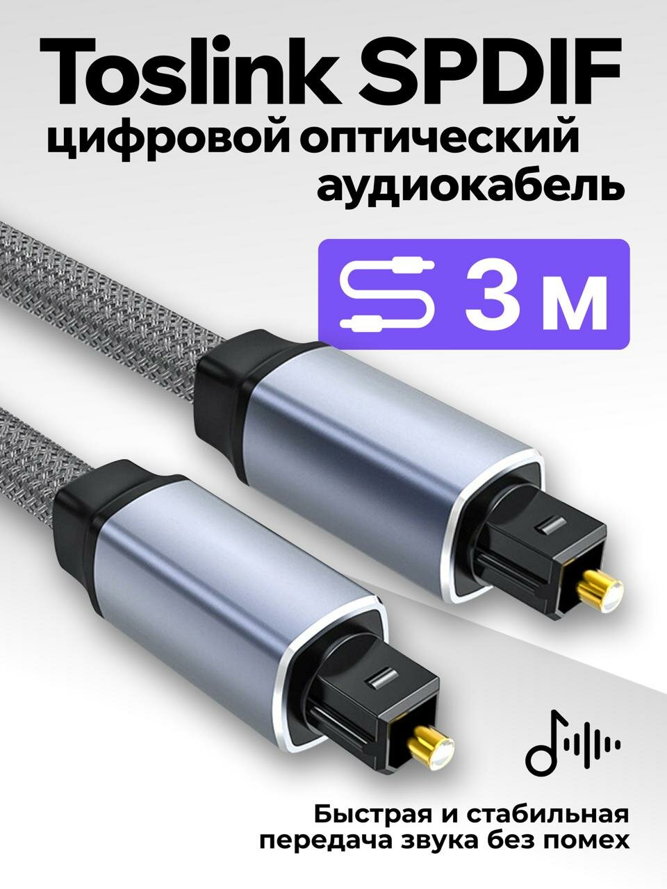 Toslink кабель, цифровой оптический кабель SPDIF, аудиокабель 3 метра