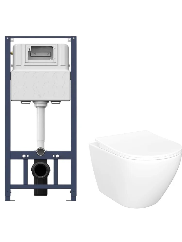Комплект 3 в 1: Инсталляция AM.PM Pro I012704 / Унитаз подвесной STWORKI Кронборг S28401WH безободковый, с микролифтом / Комплект шумоизоляции