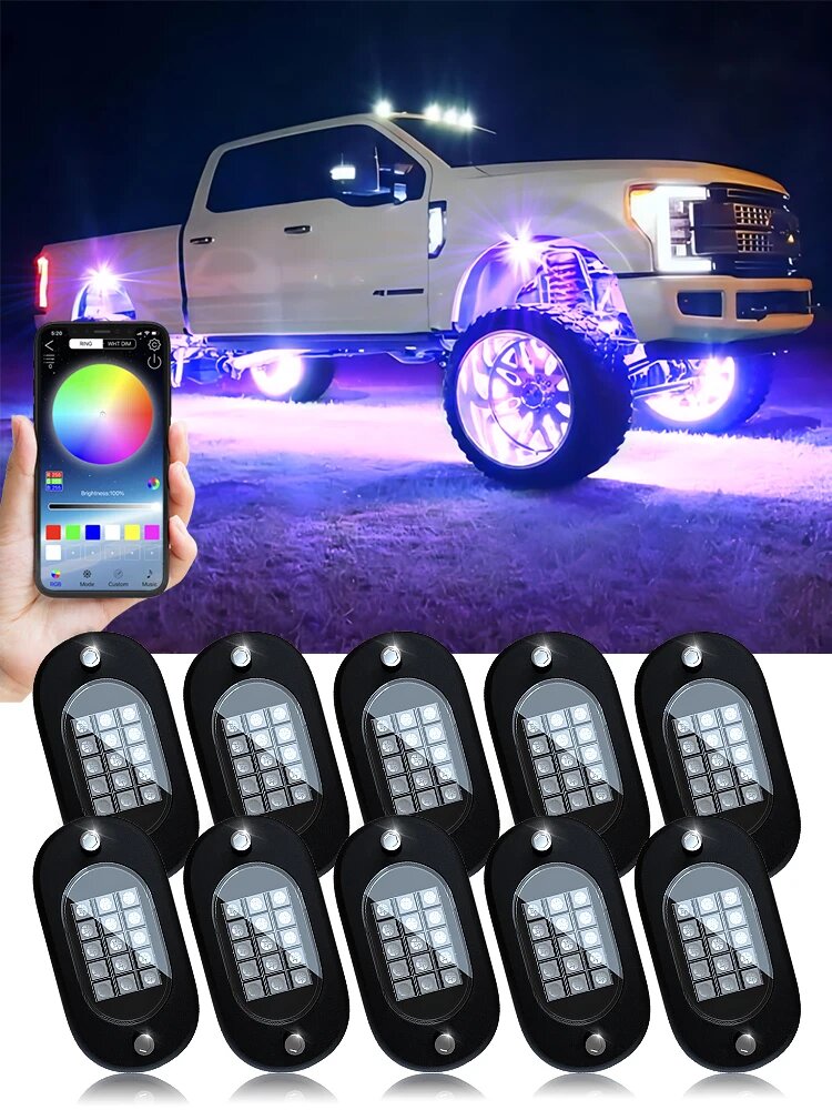 Светодиодные RGB-подсветка днища авто, 10 pods, управление через App