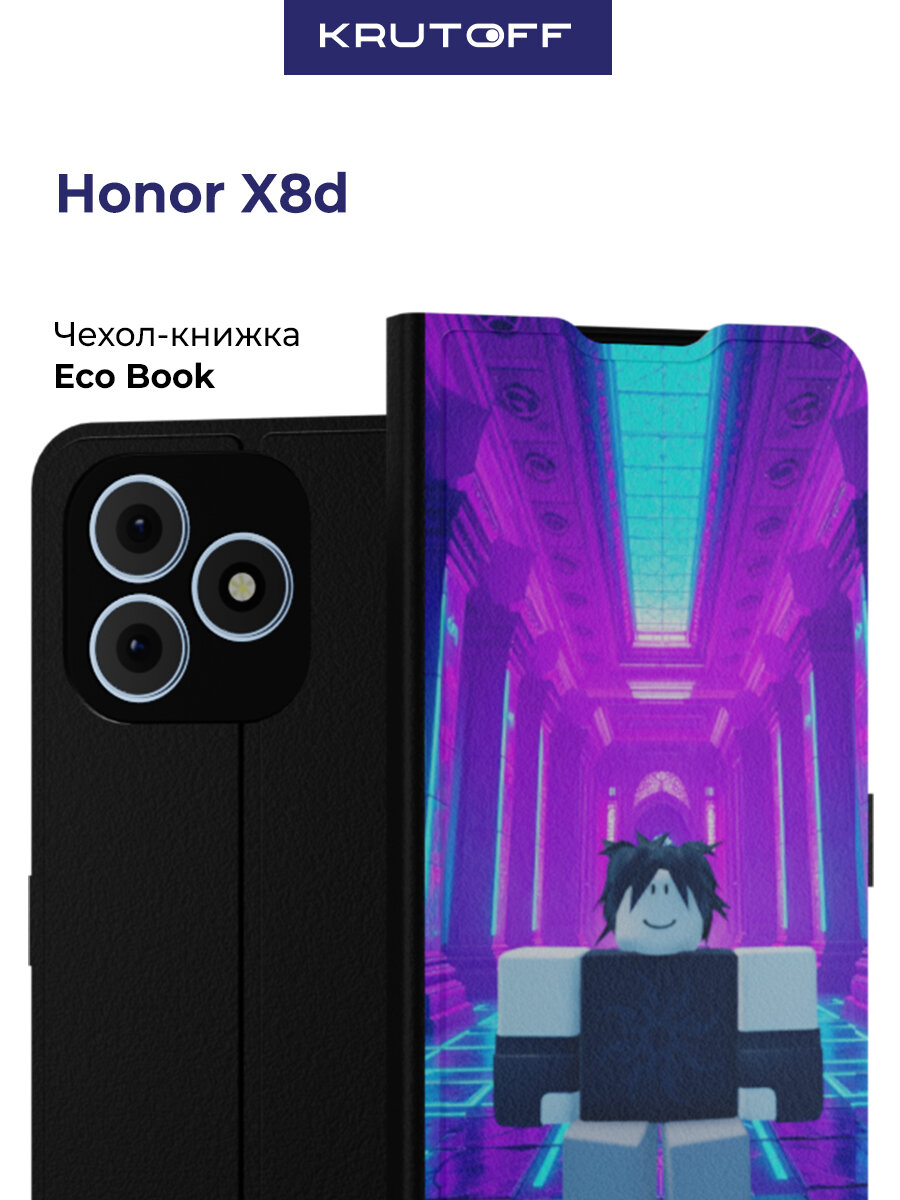 Чехол-книжка Krutoff Eco Book для Honor X8d Roblox-Форсакен Ту Тайм (Forsaken Two Time) (черный)