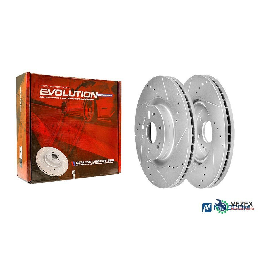 POWERSTOP AR82209 AR82209 Передний тормозной диск Evolution с перфорацией и насечками, в покрытии GEOMET