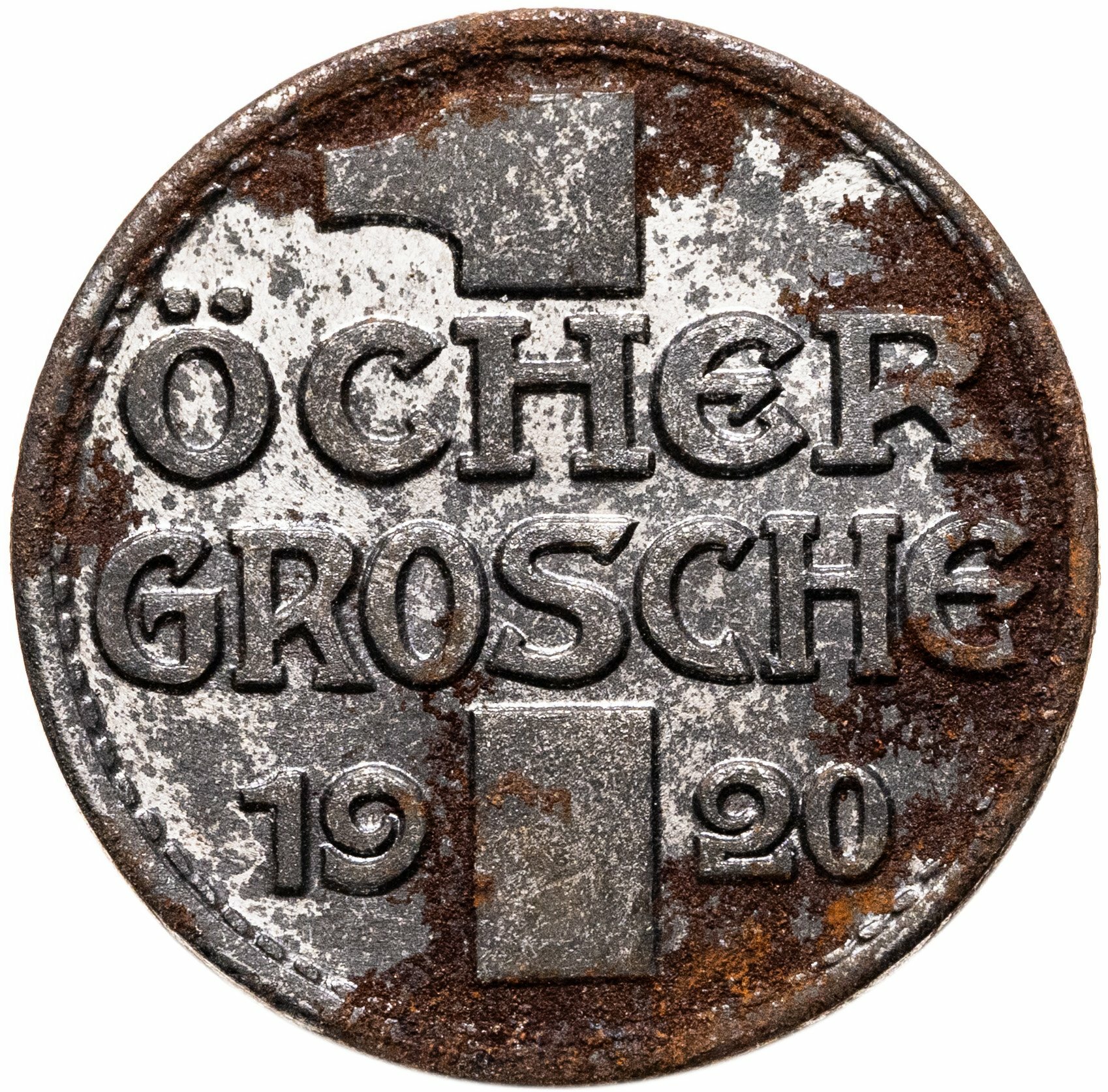 Германия Аахен 1 грош 1920, Железо, в сохранности VF