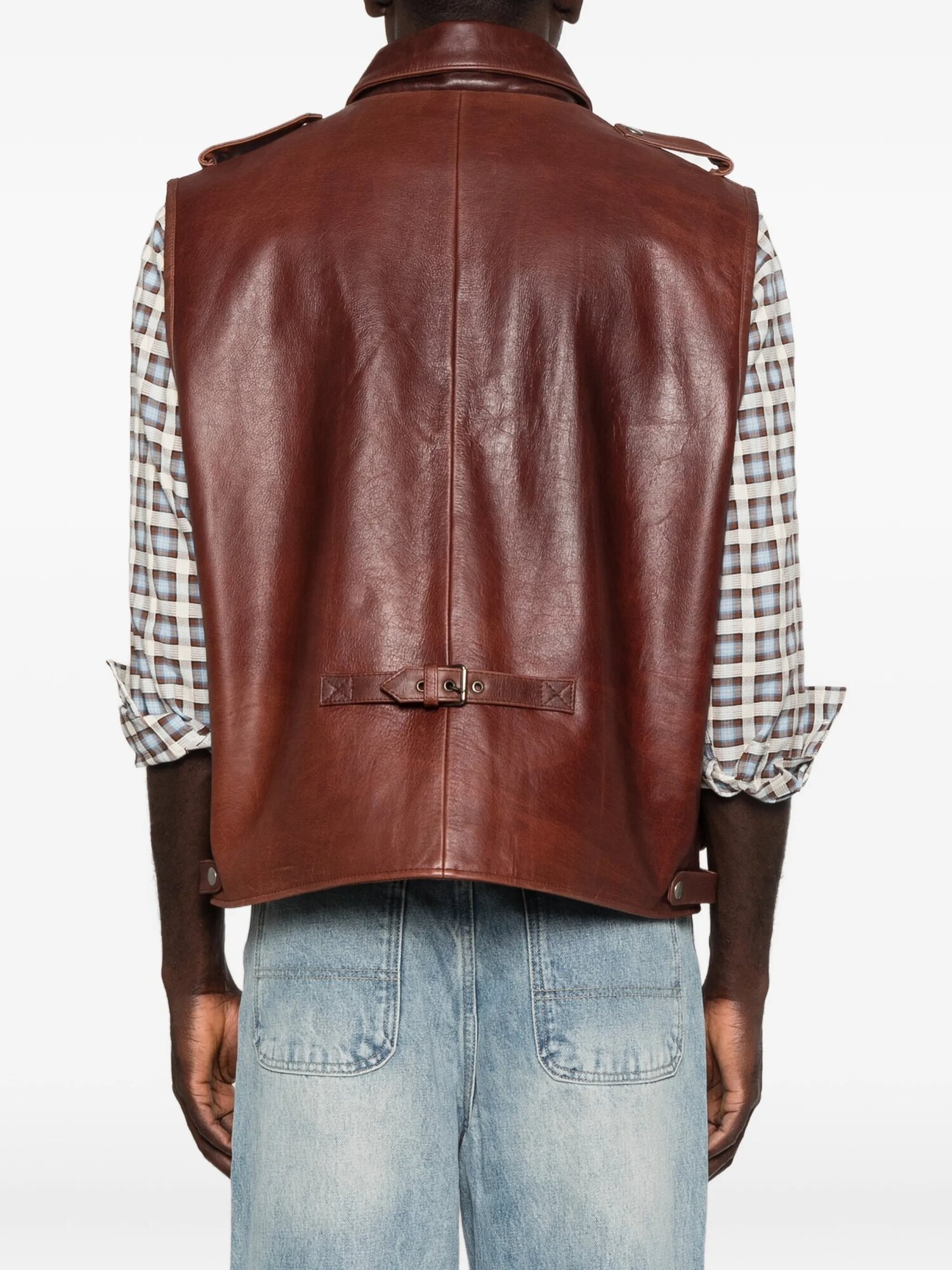 Куртка FOUND Pocket leather jacket, размер 48, brown — фото 1