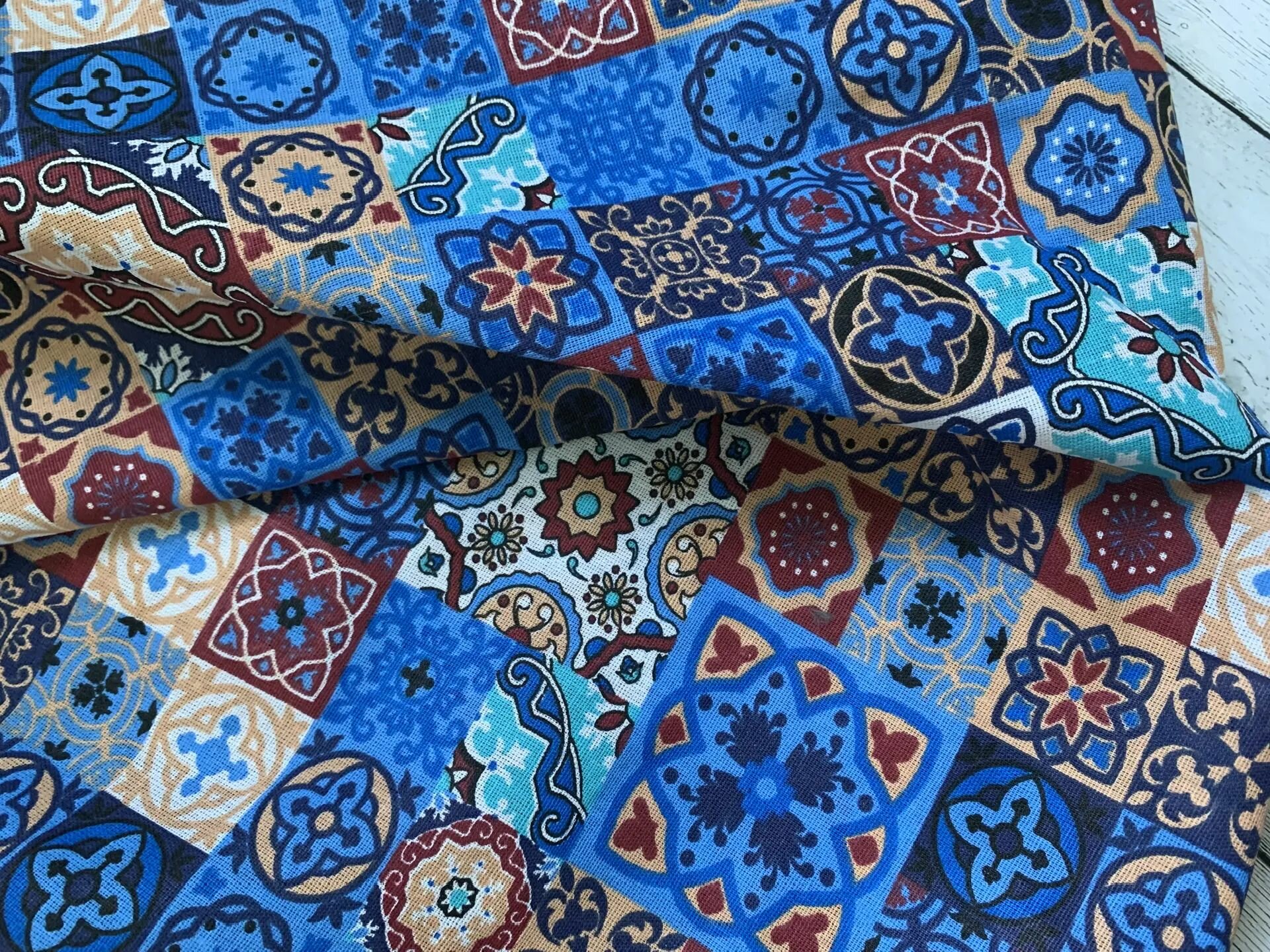 Ткань для шитья и рукоделия, Бязь 100% хлопок, 1,5x1м. Синий пэчворк