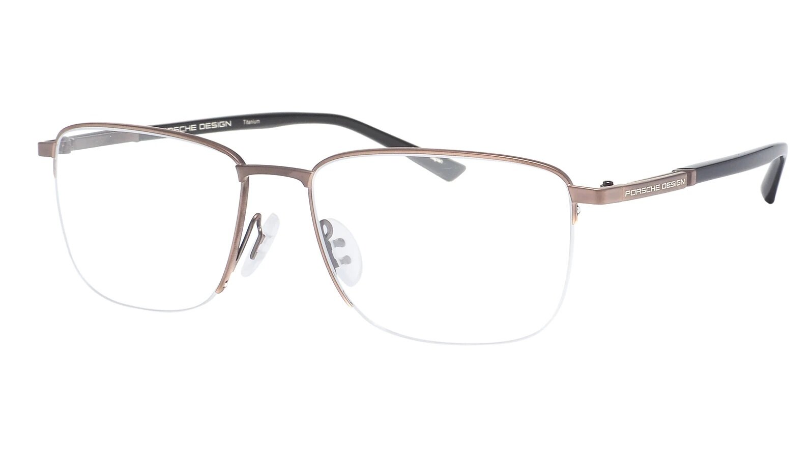 Оправа Porsche Design P8730 C , металл, титановая, полуободковая, прямоугольная, коричневая