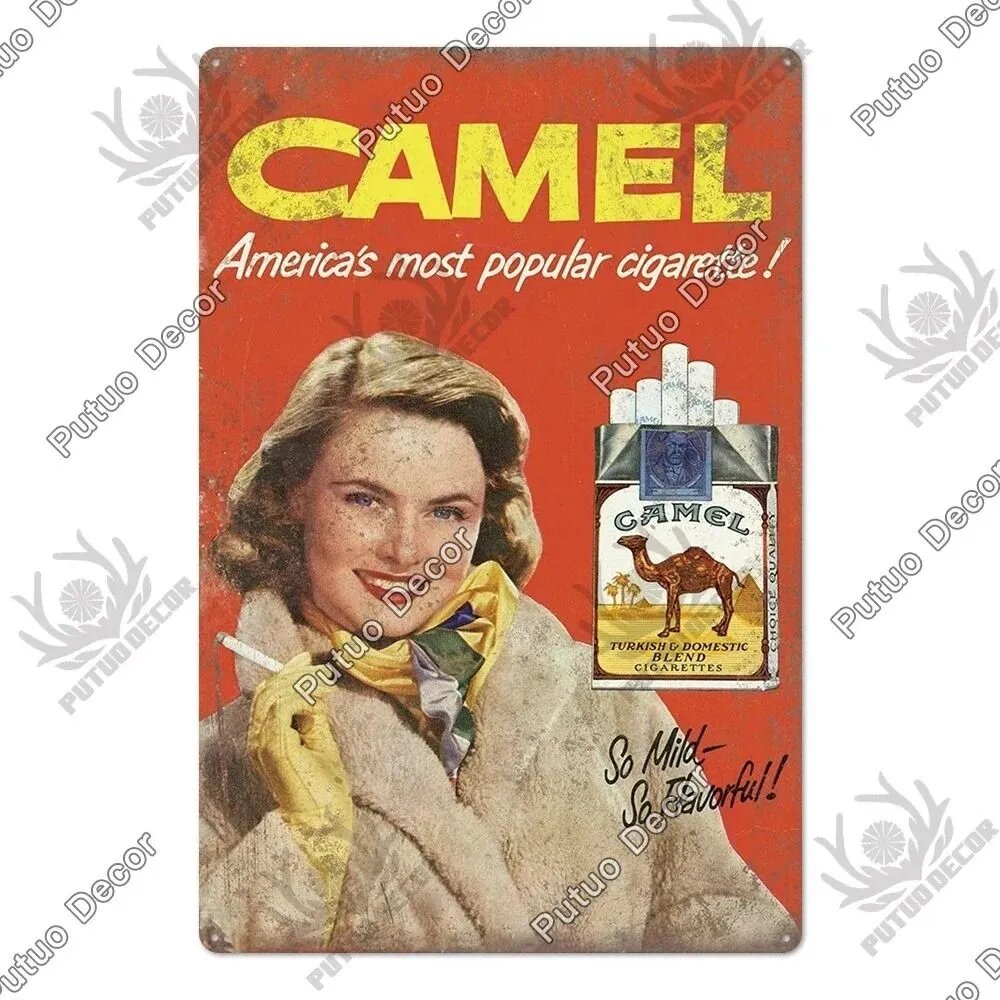 Винтажная металлическая панно "Camel America's most popular cigarette"