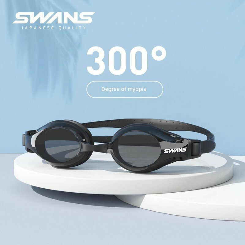 Swans Универсальные плавательные очки для 300 диоптрий, антизапотевание, прозрачные линзы, черные, стандартная рамка