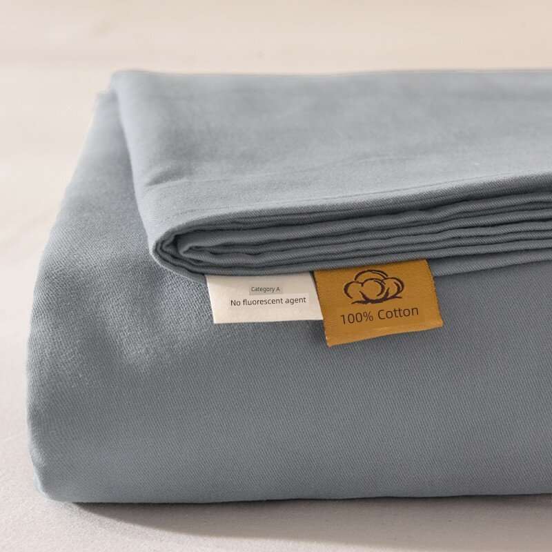 MUJI Толстый флисовый однотонный простыня, синий, 250x245 см для стандартной кровати, сезонный товар 2025