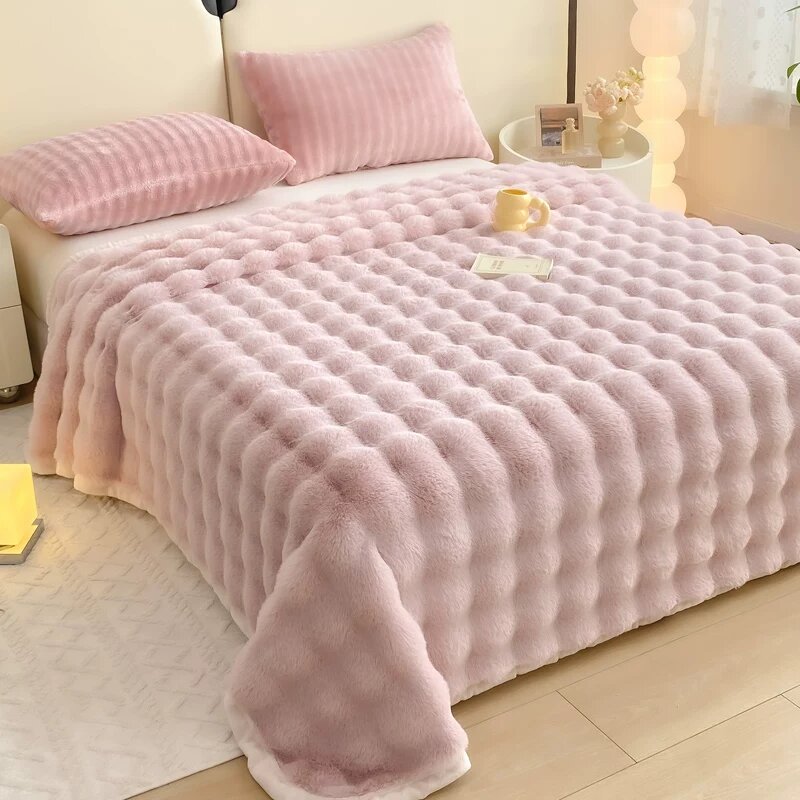 MUJI Зимний утолщенный коралловый флис однокроватный комплект постельного белья чистый цвет имитация кроличьего ворса