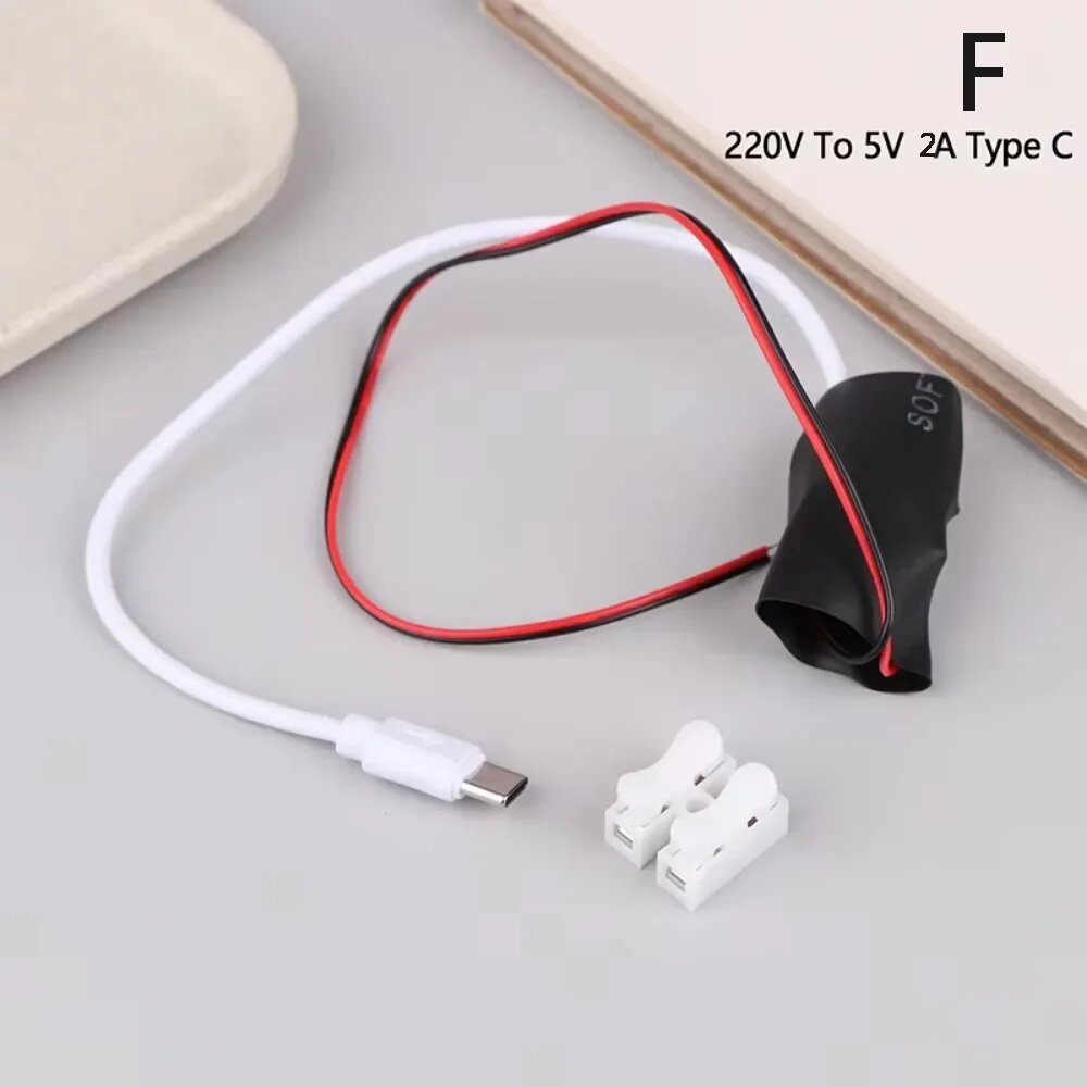 USB адаптер 220V to 5V 2A Type-C, F