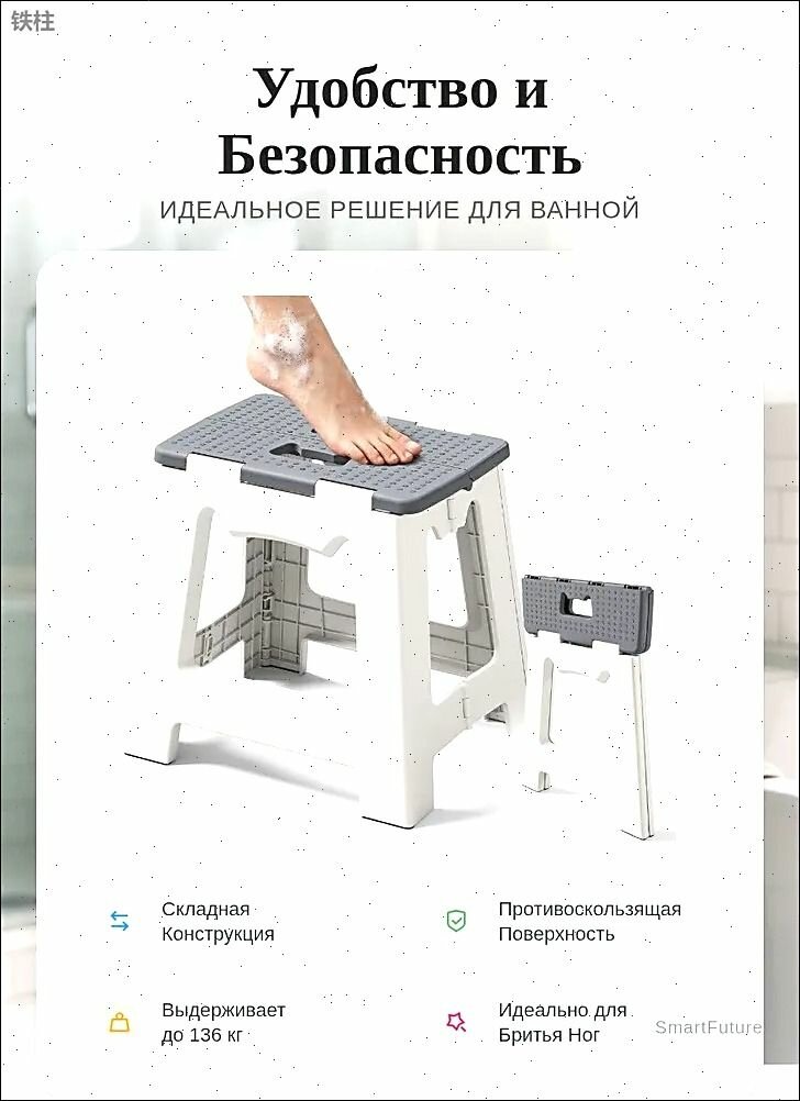 Складной Табурет для Душа и Ванной, Пластиковый Стул-Подставка