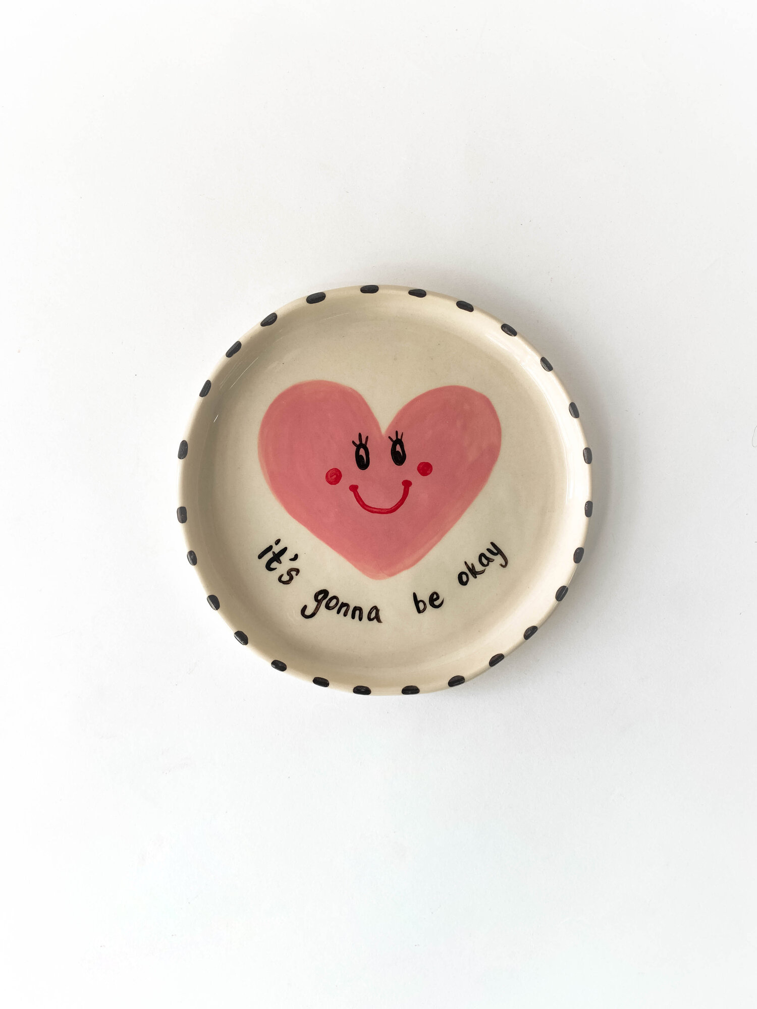 Тарелочка "It's gonna be okay", керамика, ручная работа, 14см