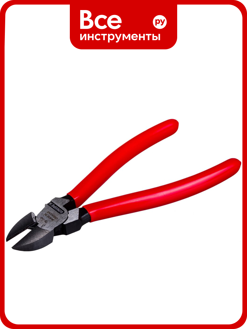 Бокорезы KNIPEX KN-7001160, диагональные бокорезы с пластиковой рукояткой красного цвета и лезвием