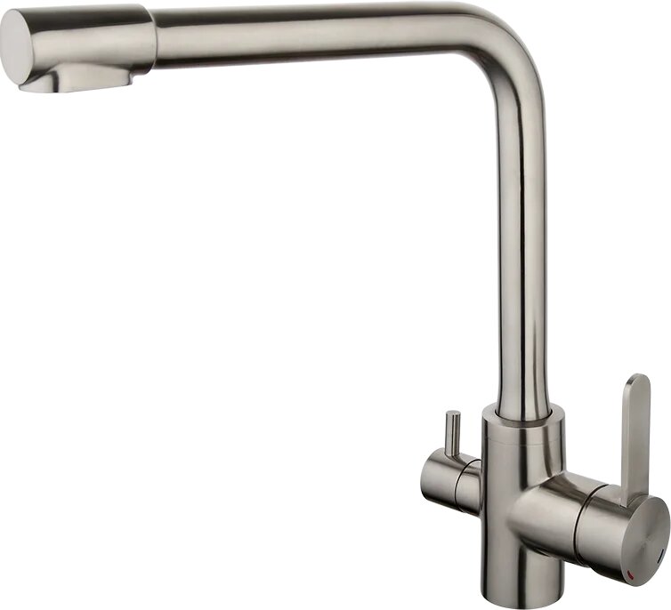 Смеситель для кухни Gappo G4399-1 с краном для питьевой воды, с поворотным изливом, матовый, однорычажный, сатин, нержавеющая сталь, с керамическим картриджем