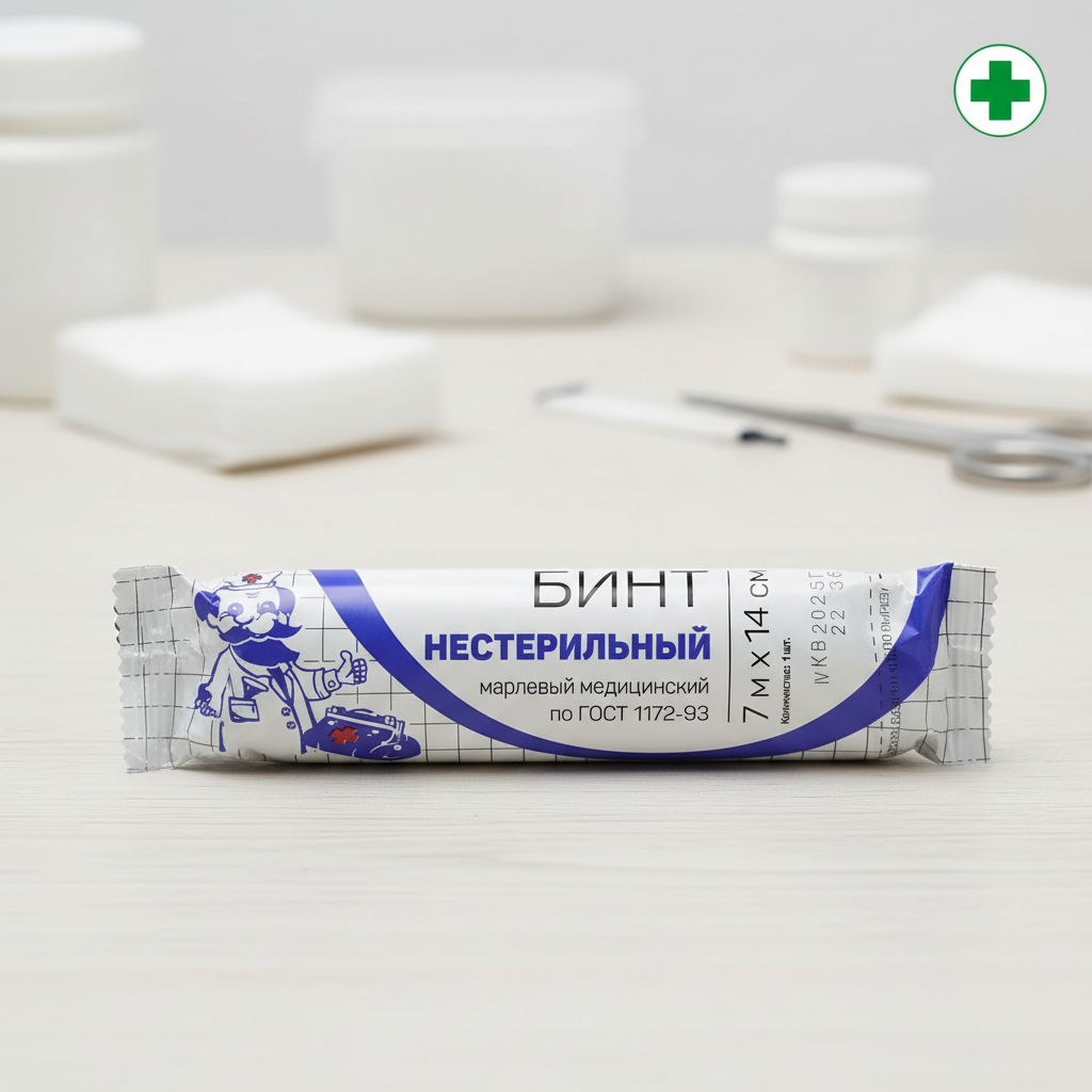 Бинт нестерильный 7м х 14см (инд. уп) 36г лейко