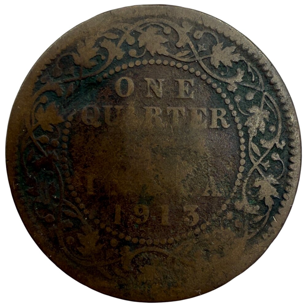 Британская Индия 1/4 анны 1913 г. (Калькутта)