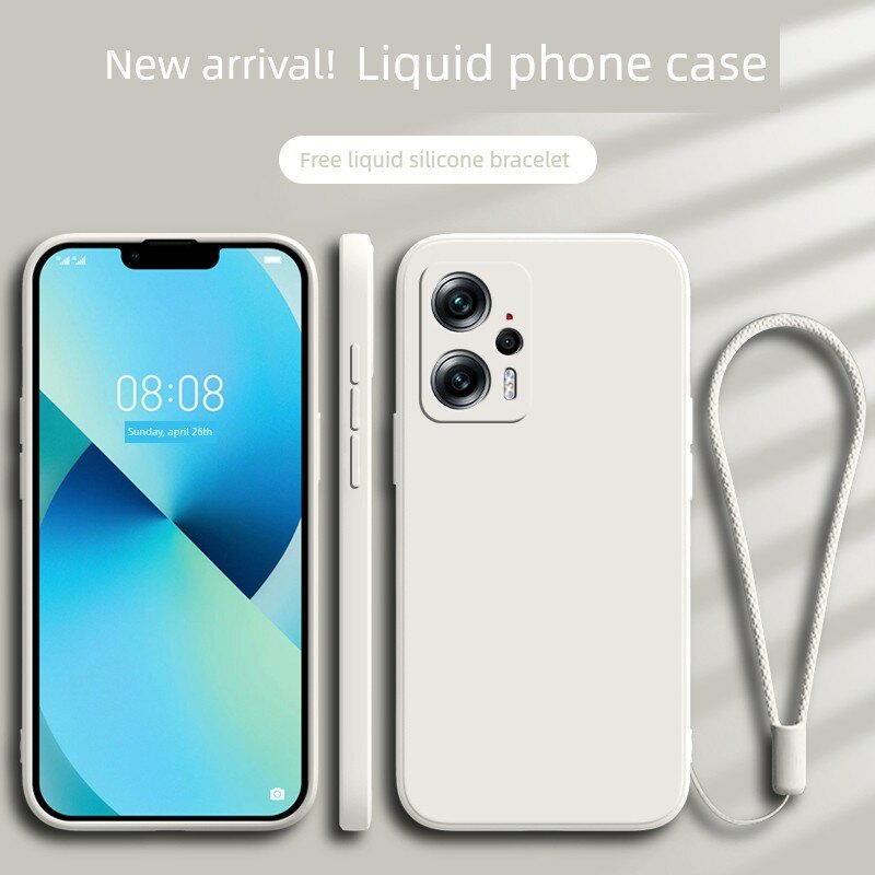 Чехол из жидкого силикона для Redmi Note 12 Pro+ полное покрытие, Античный белый