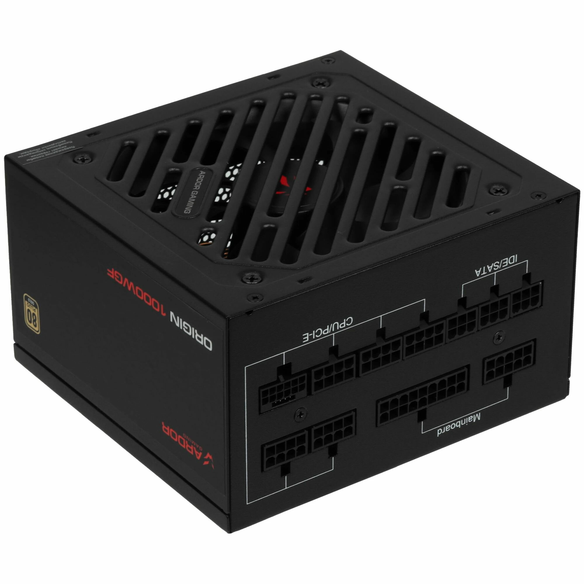 Блок питания ARDOR GAMING ORIGIN 1000WGF 80 Plus Gold (GAMING ORIGIN 1000WGF) черный - ATX 20+4 пин, 4 pin + 4 pin x2 CPU, 6 SATA, 6 x 6+2 pin, 12vhpwr (12+4pin) PCI-E