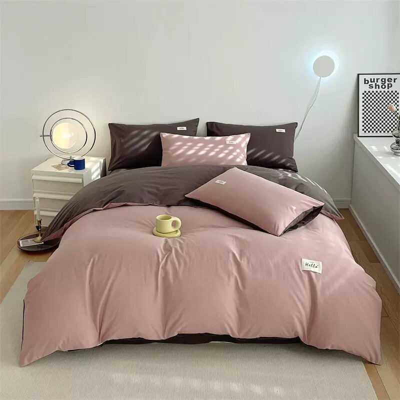 Комплект постельного белья GP HOME из 100% хлопка, простой дизайн, однотонный, для односпальной/двуспальной кровати:
