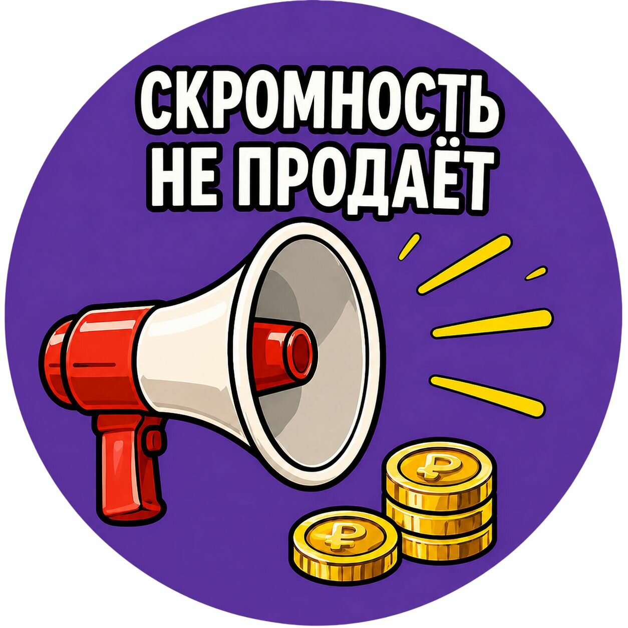 Значок круглый 37мм "Скромность не продаёт"